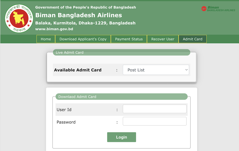 bbal.teletalk.com.bd BBAL Admit Card Download - Biman Bangladesh ...