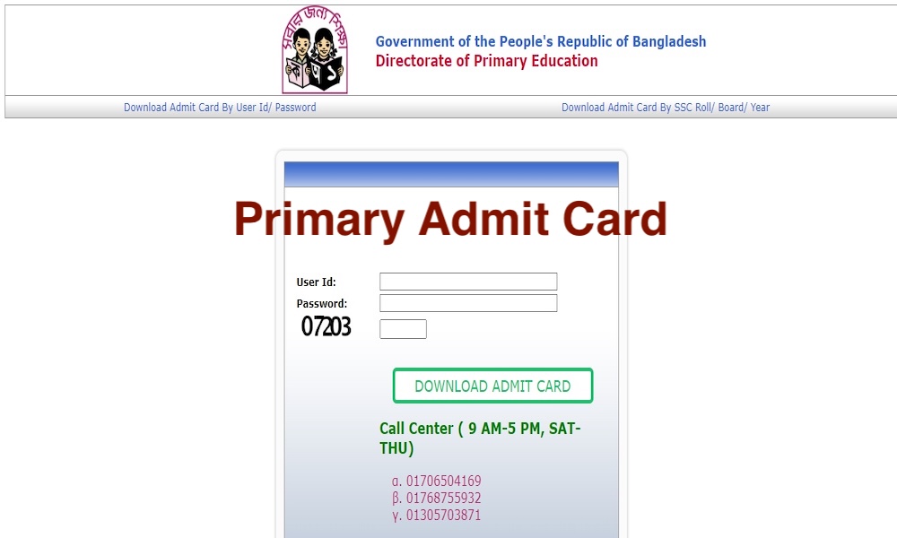 Primary Admit Card 2026 admit.dpe.gov.bd Download